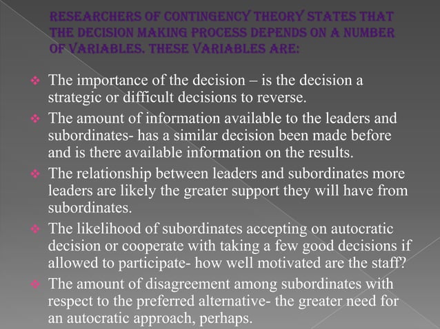 Leadership: Contingency Theory | PPTX | Business | Business and Finance