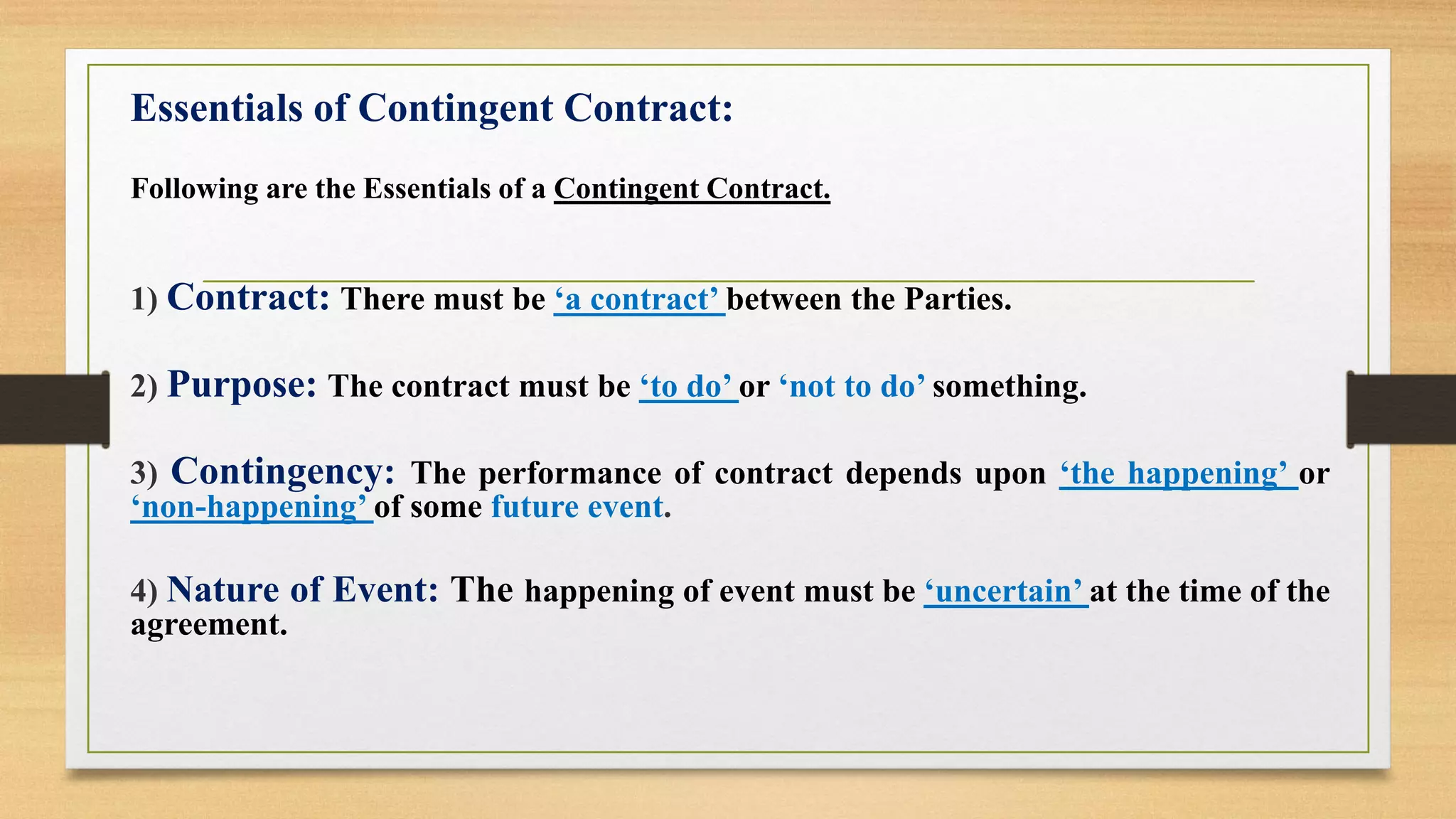 Contingent Contract | PDF
