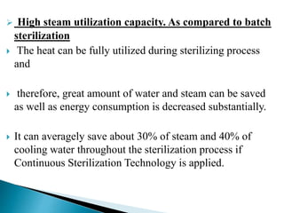 Batch and Continuous Sterilization of Media in Fermentation Industry | PPT