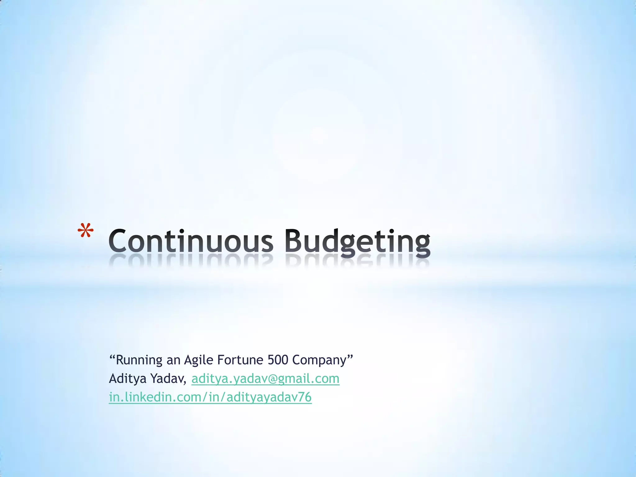 Continous Budgeting | PPTX