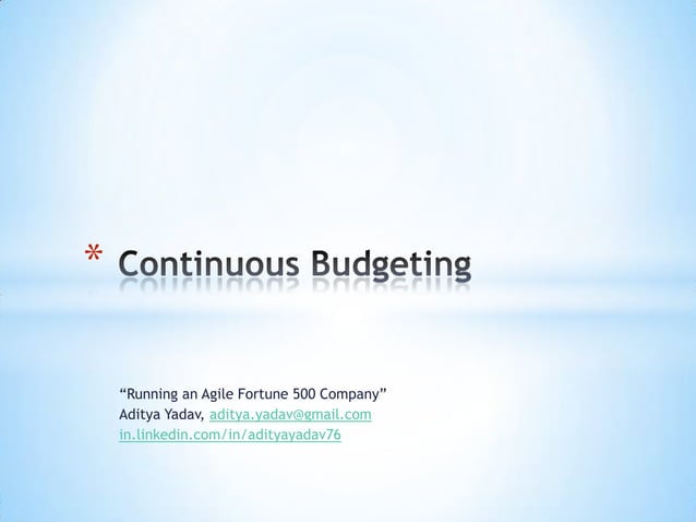 Continous Budgeting | PPT
