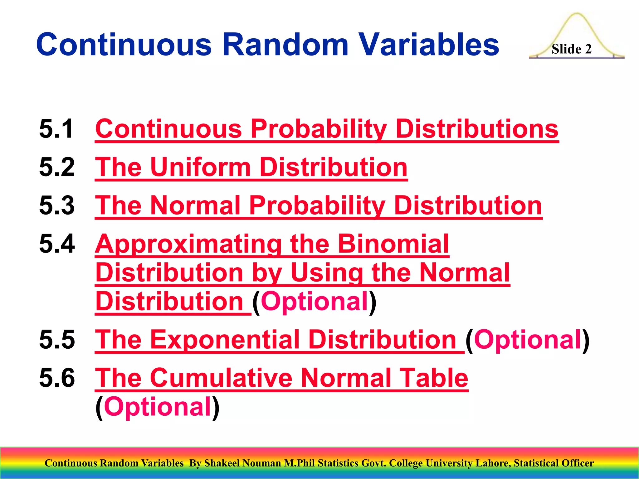 Continous Random Variable Pptx Physics Science