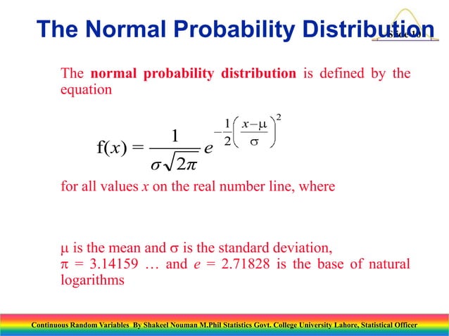 Continous Random Variable Pptx Physics Science