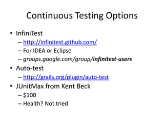 Continous testing for grails | PPT