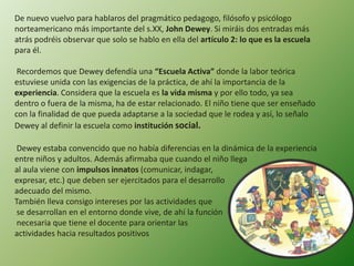 Continuamos conociendo a john dewey | PPTX