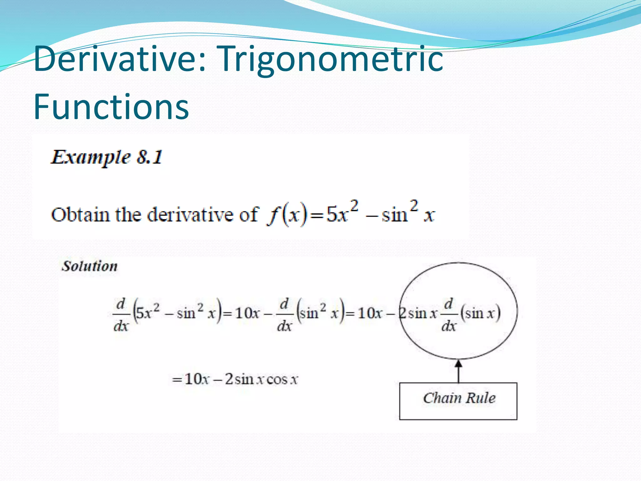 Continuation chain rule and derivative of trigo functions | PPT