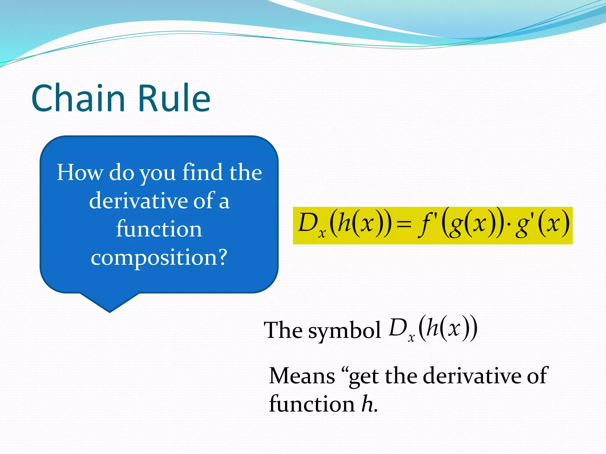 Continuation chain rule and derivative of trigo functions | PPT