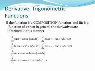 Continuation chain rule and derivative of trigo functions | PPTX