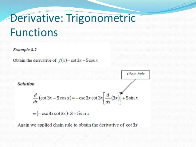 Continuation chain rule and derivative of trigo functions