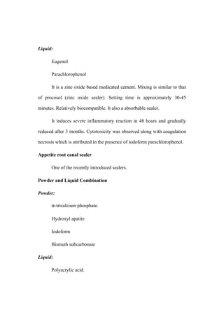 Continuation of root canal sealers | DOC