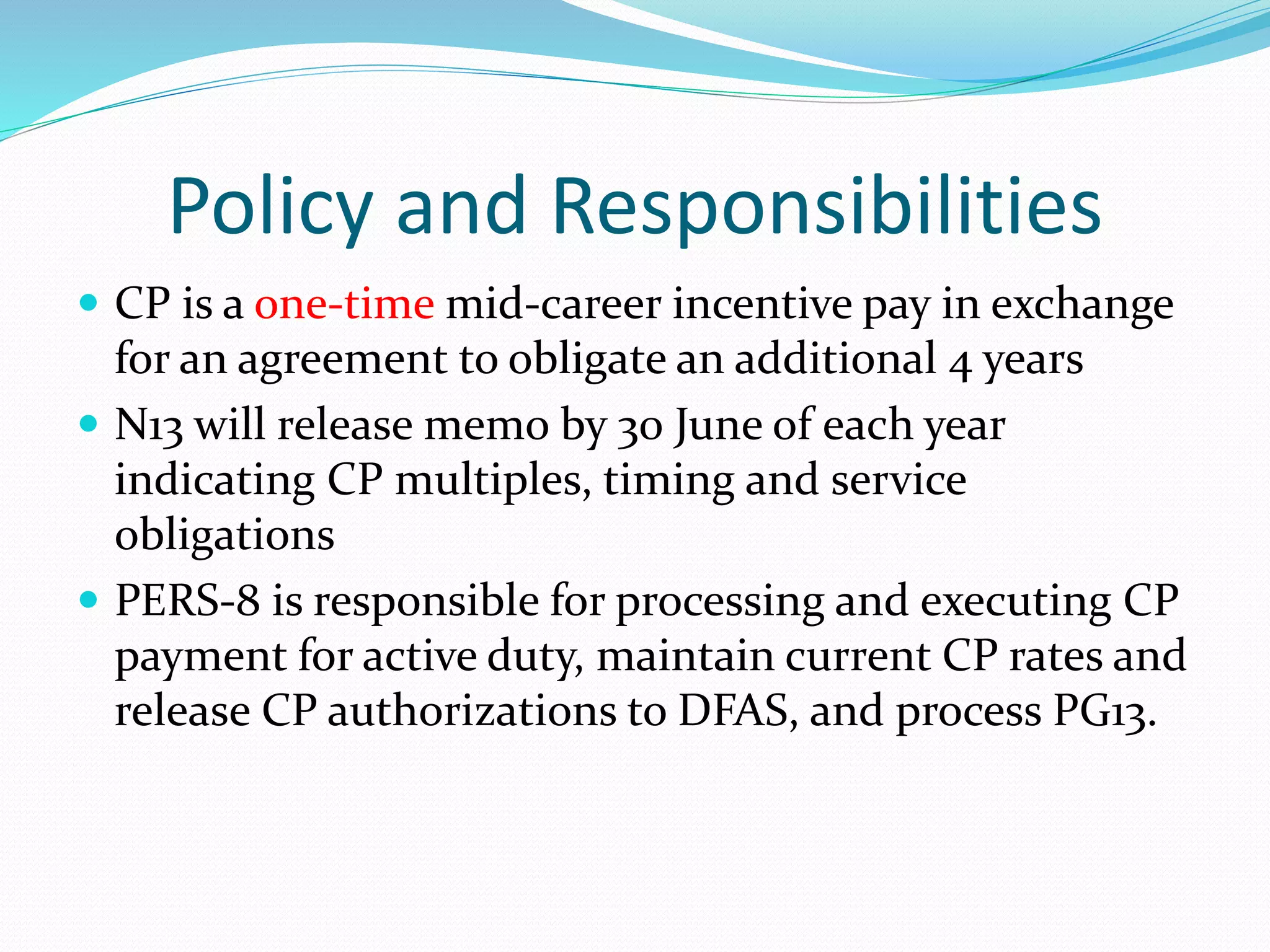Continuation Pay (CP) for BRS | PPT