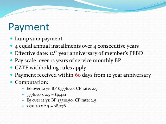 Continuation Pay (CP) for BRS