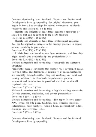 Continue developing your Academic Success and Professional Develop | DOCX