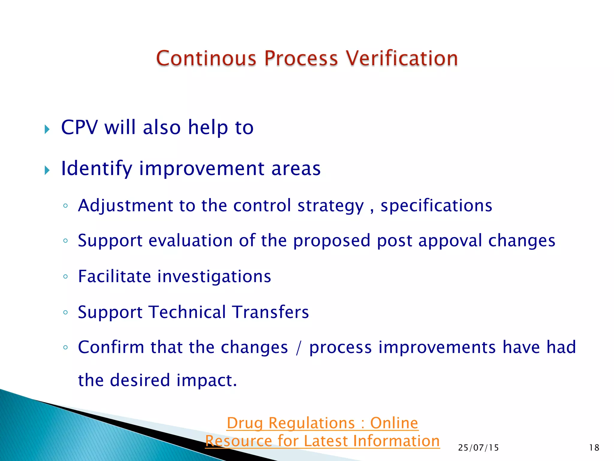 US FDA Process Validation Stage 3: Continued Process Verification | PPTX
