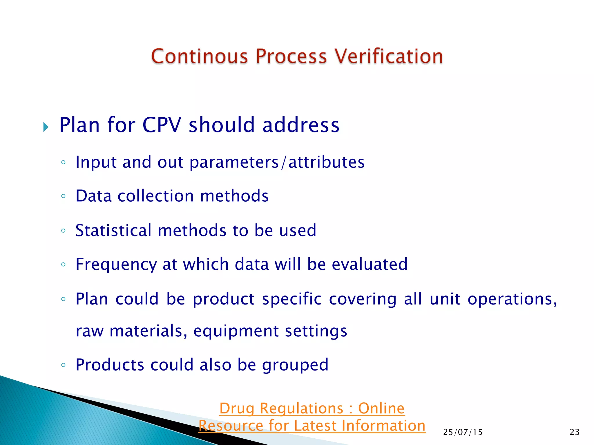 US FDA Process Validation Stage 3: Continued Process Verification | PPTX | Pharmaceutical ...
