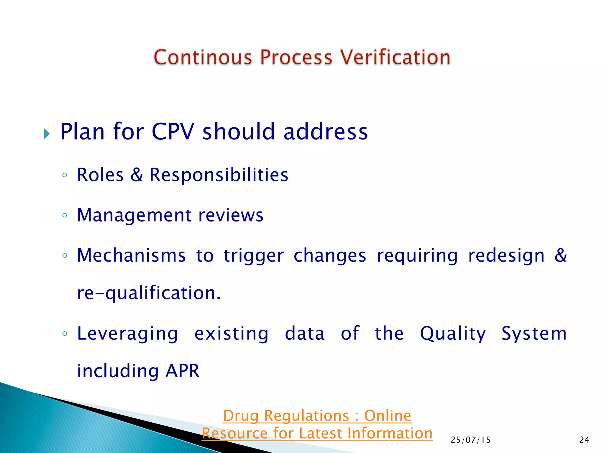 US FDA Process Validation Stage 3: Continued Process Verification | PPTX | Pharmaceutical ...