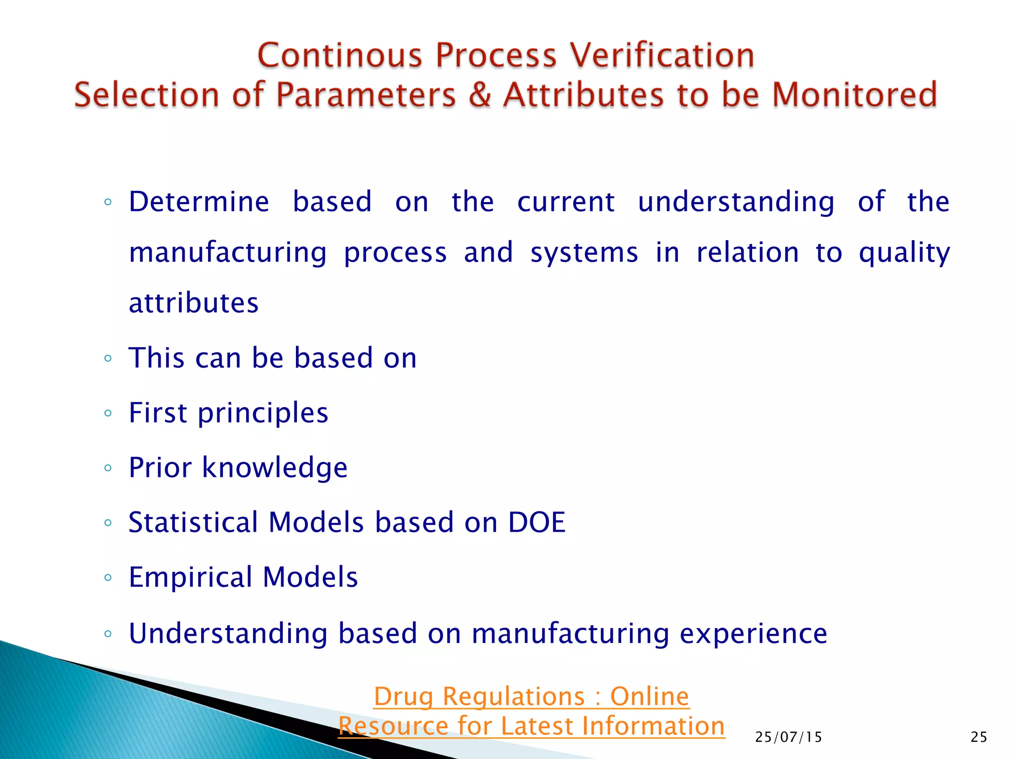 US FDA Process Validation Stage 3: Continued Process Verification | PPTX | Pharmaceutical ...