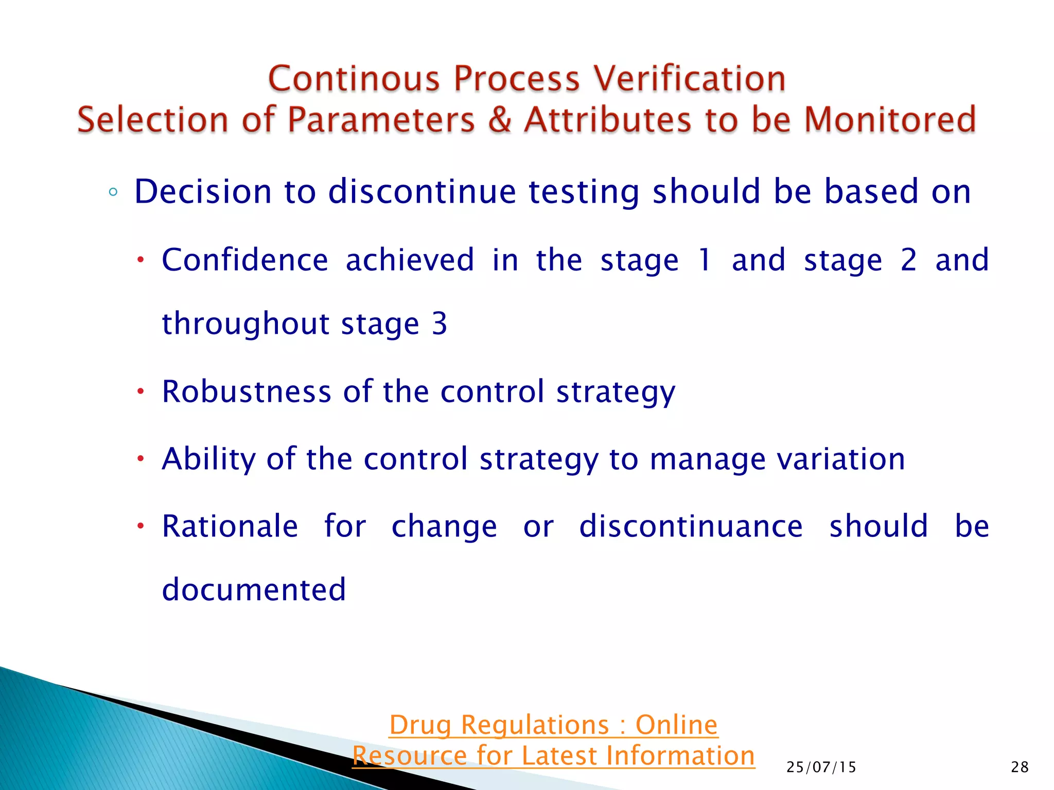 US FDA Process Validation Stage 3: Continued Process Verification | PPTX | Pharmaceutical ...
