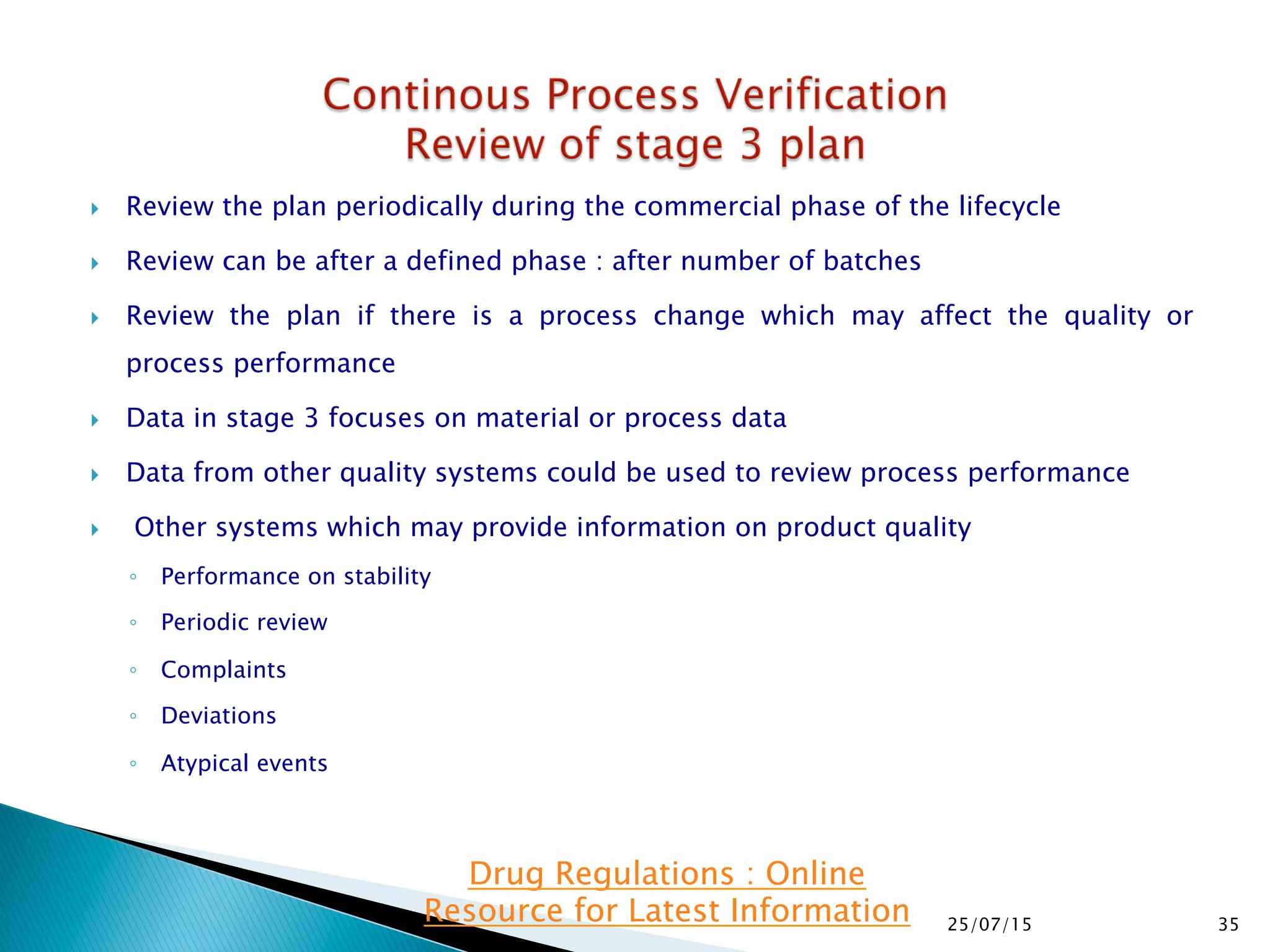 US FDA Process Validation Stage 3: Continued Process Verification | PPTX | Pharmaceutical ...