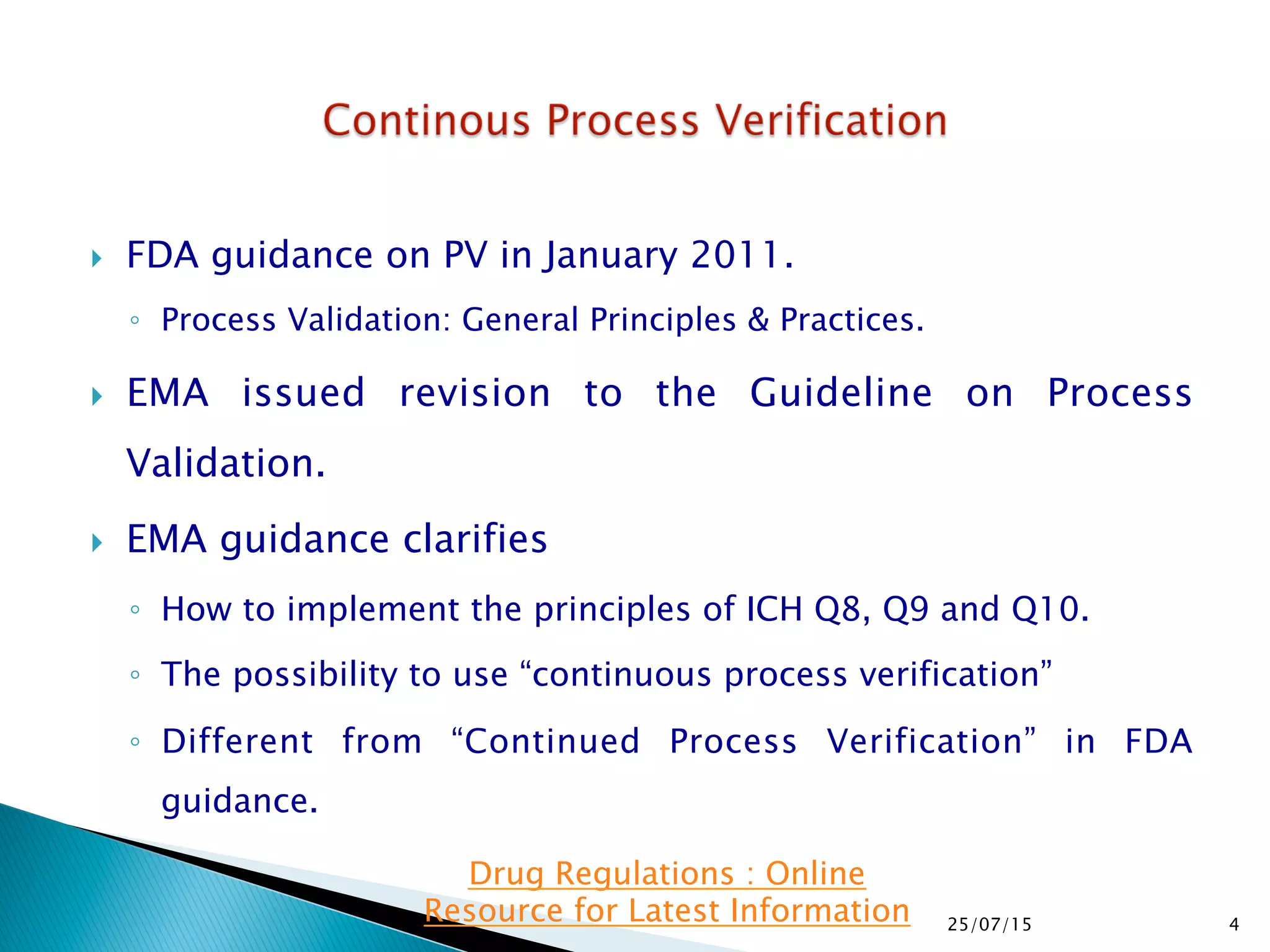 US FDA Process Validation Stage 3: Continued Process Verification | PPTX | Pharmaceutical ...