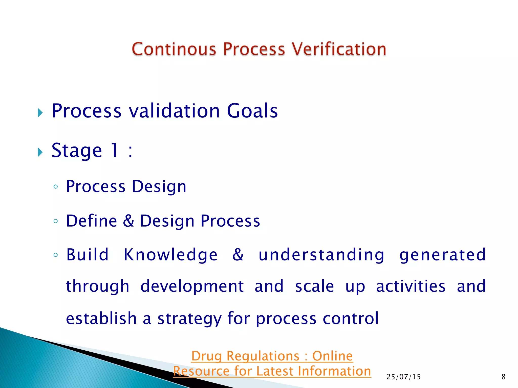 US FDA Process Validation Stage 3: Continued Process Verification | PPTX