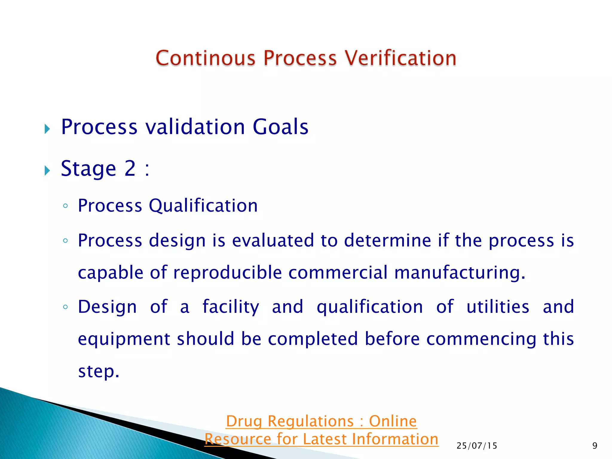 US FDA Process Validation Stage 3: Continued Process Verification | PPTX | Pharmaceutical ...