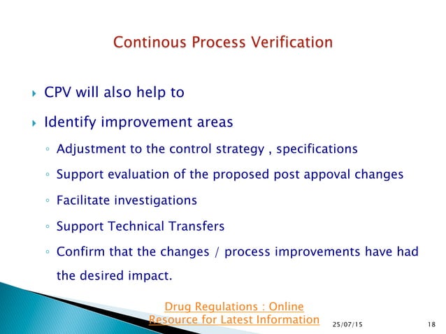 US FDA Process Validation Stage 3: Continued Process Verification ...