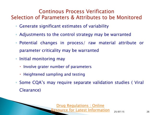 US FDA Process Validation Stage 3: Continued Process Verification | PPTX | Pharmaceutical ...
