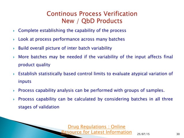 US FDA Process Validation Stage 3: Continued Process Verification | PPTX | Pharmaceutical ...