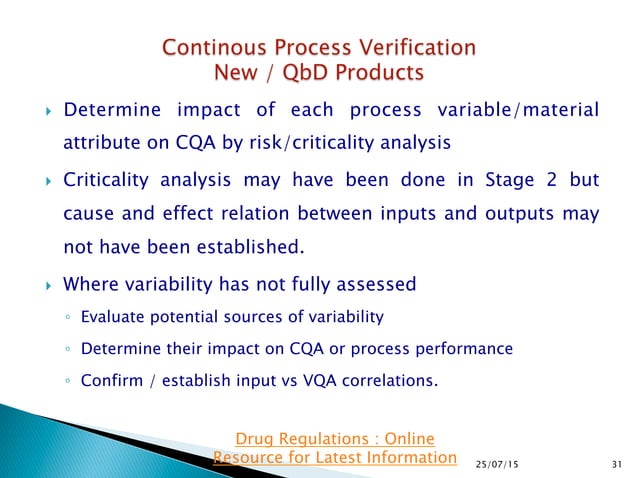 US FDA Process Validation Stage 3: Continued Process Verification ...