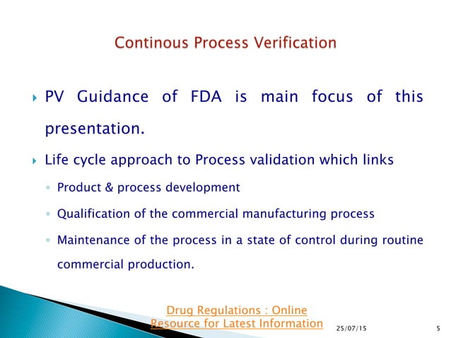 US FDA Process Validation Stage 3: Continued Process Verification | PPTX | Pharmaceutical ...