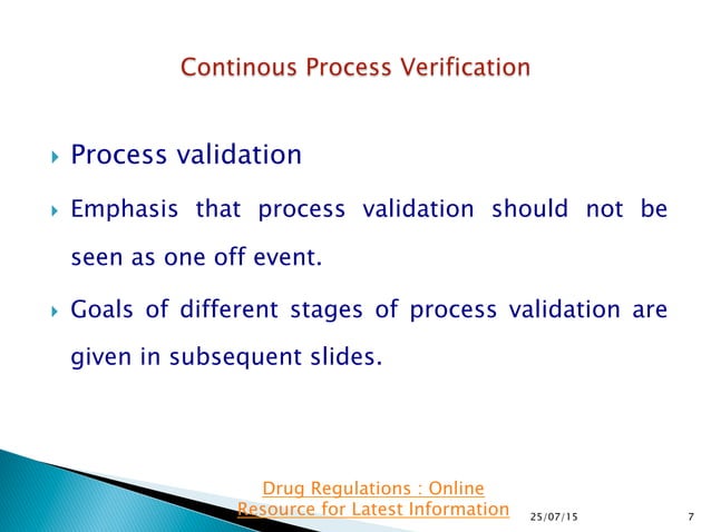Us Fda Process Validation Stage 3 Continued Process Verification