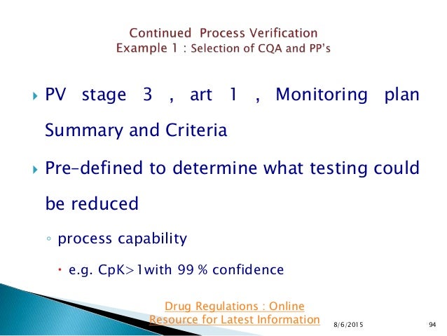 Us Fda Process Validation Stage 3 Continued Process Verification