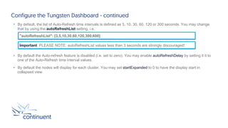 Training Slides: Basics 106: Tungsten Dashboard Overview, Installation ...