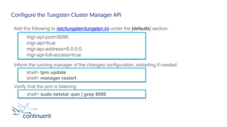 Training Slides: Basics 106: Tungsten Dashboard Overview, Installation ...
