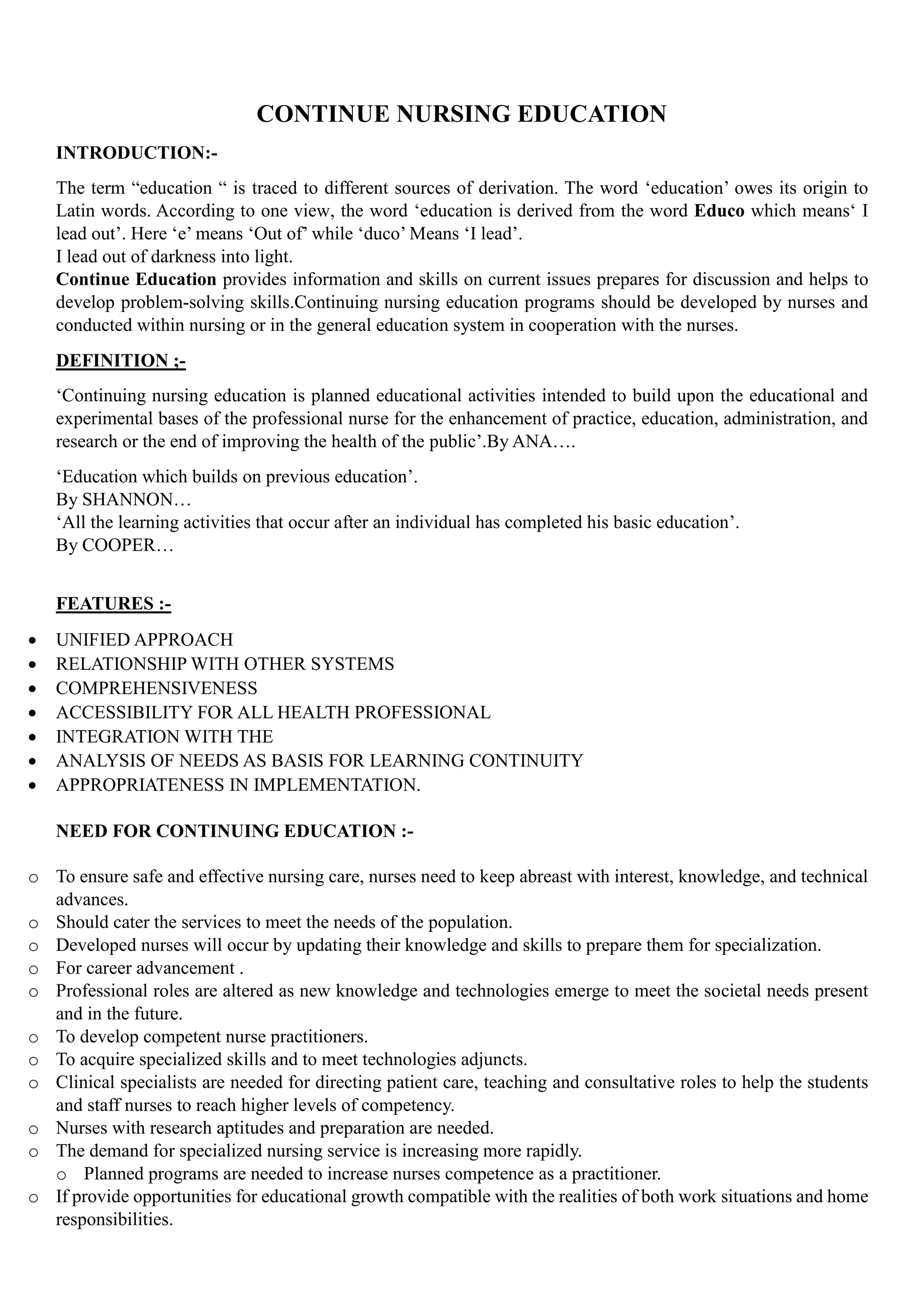 continue nursing education unit 1st.docx