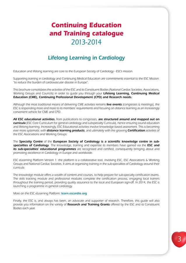 ESC Continuing education and training catalogue 2013-2014 | PDF