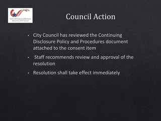 Continuing Disclosure Policy and Procedures | PPTX