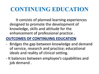 Continuing education in nursing | PPTX