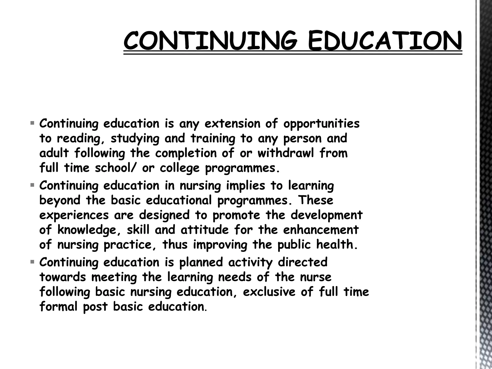 Continuing education planning | PPTX