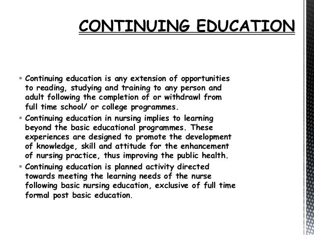 Continuing education planning