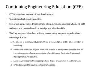 Continuing engineering education through lifelong learning | PPTX