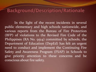 Continuing fire safety and awareness program (fsap) real presentation | PPT