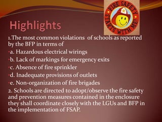 Continuing fire safety and awareness program (fsap) real presentation | PPT