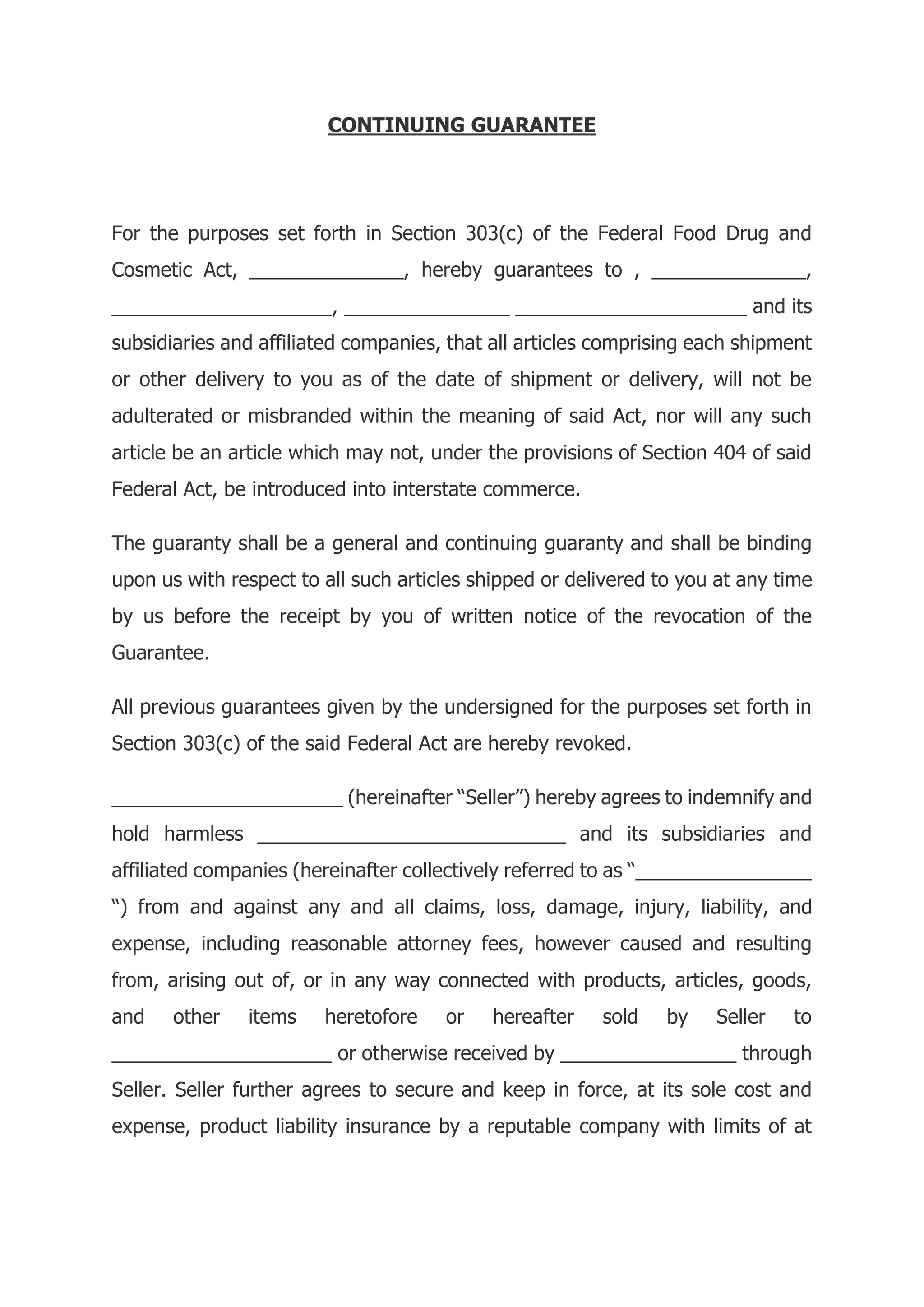 CONTINUING GUARANTEE AGREEMENT | PDF