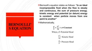 Continuity and bernoullis equation | PPTX
