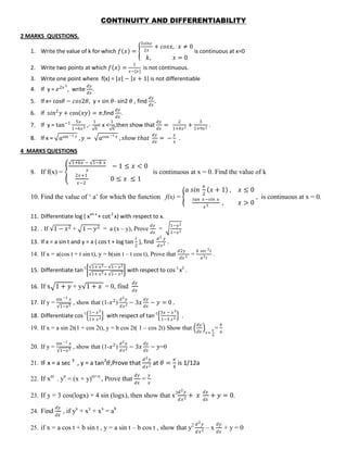 Continuity and differentiability | PDF
