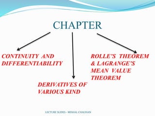 CONTINUITY & DIFFERENTIABILITY CLASS XII MODULE 1 | PDF