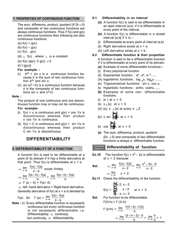 Continuity & Differentibilitytheory & solved & exercise. Module-4 pdf | PDF Continuity & Differentibilitytheory & solved & exercise. Module-4 pdf | PDF