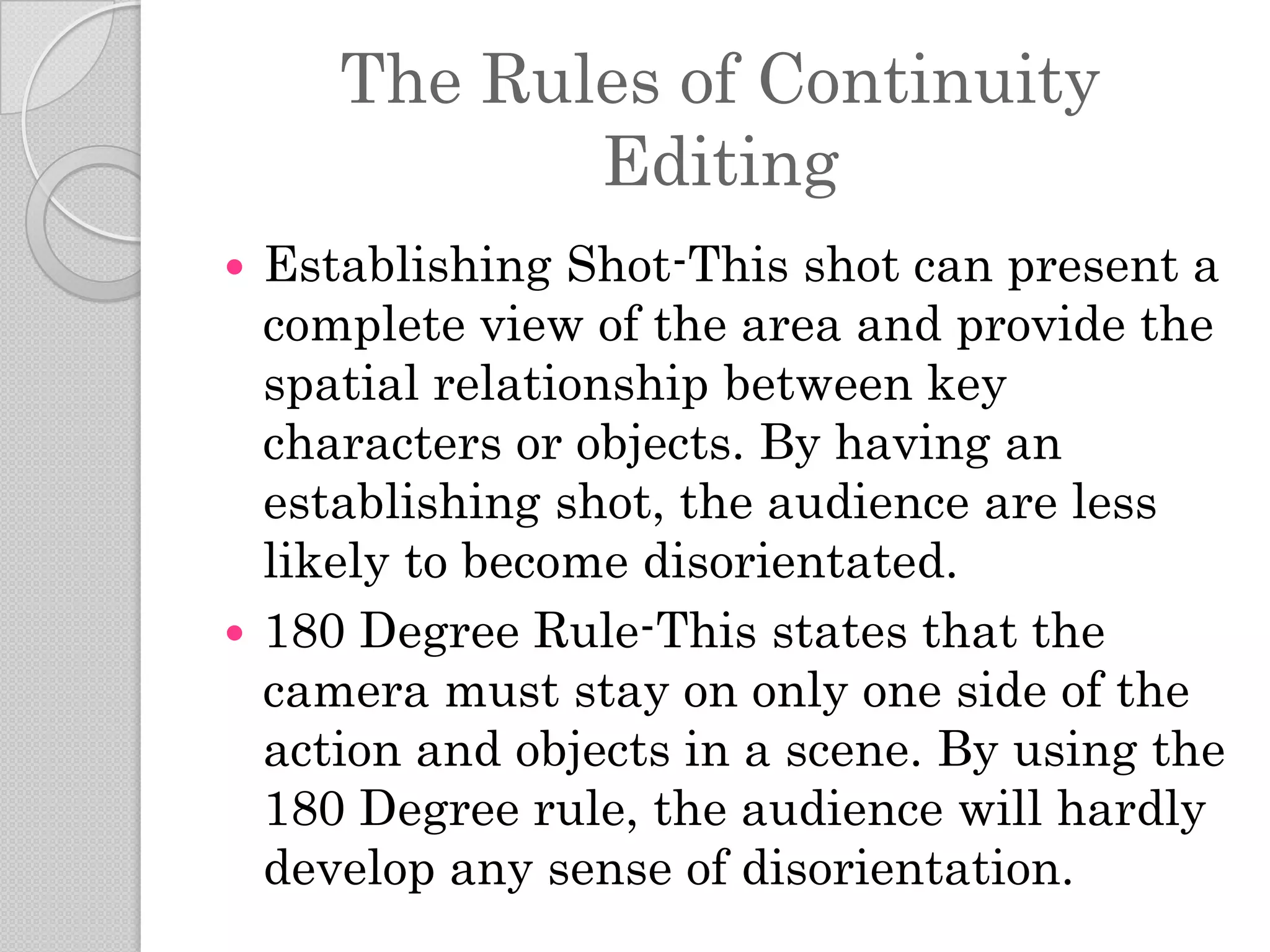 Continuity editing | PPTX | Photo Editing Software | Computer Software ...